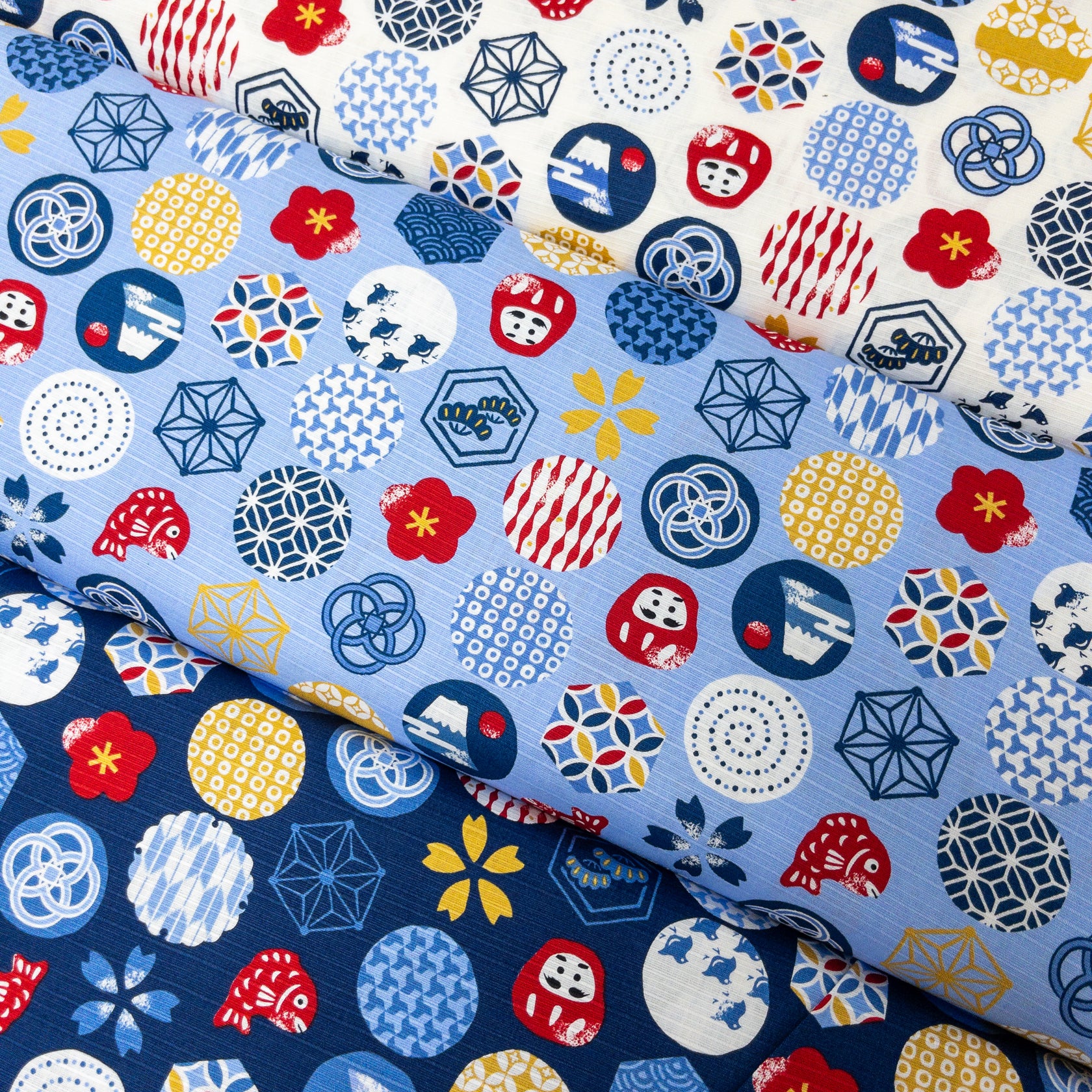 Japan | dots circle japanese pattern 圓形和風圖案 | cotton printed dobby 竹節純 ...